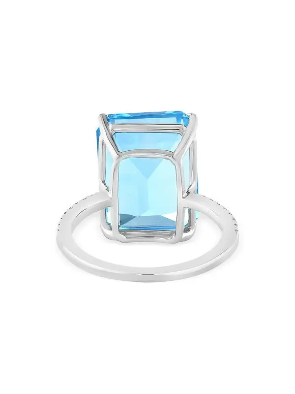 Saks Fifth Avenue Collection 14k White Gold Topaz & 0.13 Tcw Diamond Ring