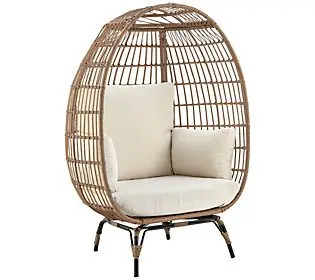 MANHATTAN COMFORT Spezia Freestanding Steel And Rattan Outdoor Eg Chair - One-color