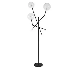 HOMEROOTS Black Tri-globe Contemporary Metal Floor Lamp - One-color