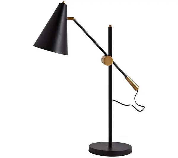 HOMEROOTS Sleek Black And Goldtone Cone Adjustable Table R Desk Lamp - One-color
