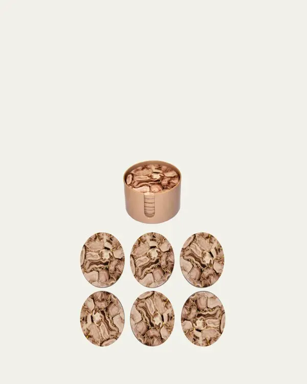 NOMI K Blush Stone Lacquer Round Coasters, Set Of 6
