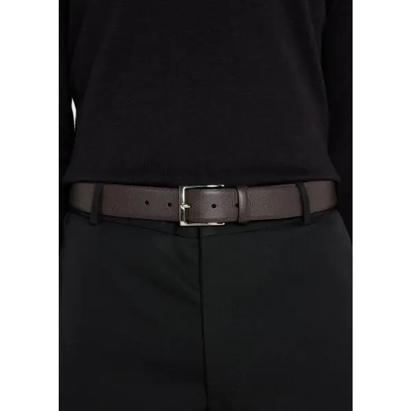 Simonnot Godard Galuchat Grained Leather Belt, 35mm - Mdbrwn