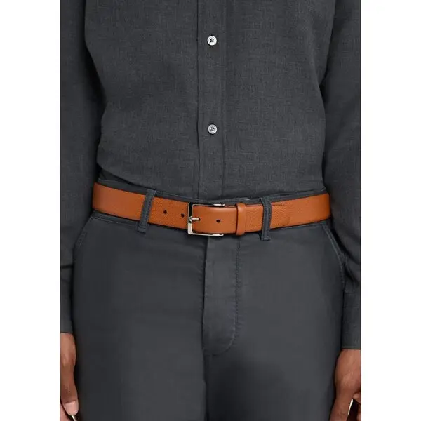 Simonnot Godard Galuchat Grained Leather Belt, 35mm - Mdbrwn