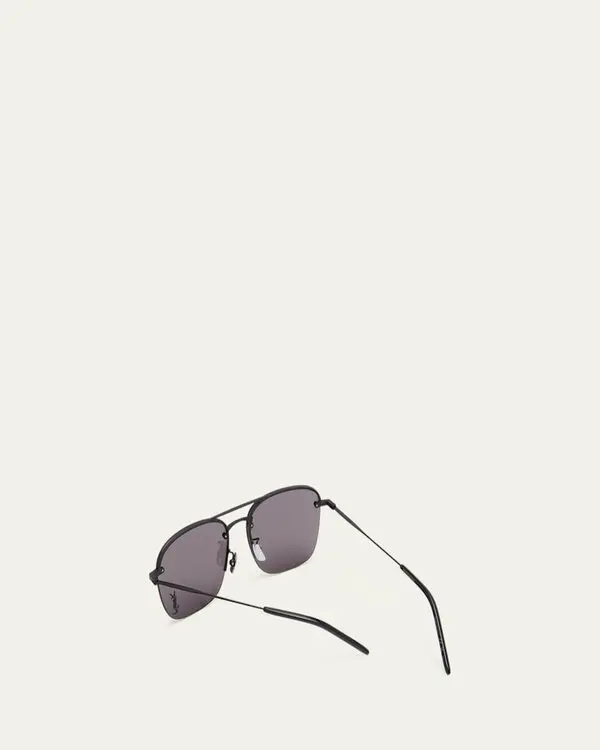 Saint Laurent Raised Metal Aviator Sunglasses - Semimatte Black