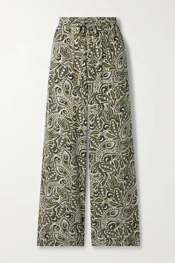 Matteau Net Sustain Paisley-print Organic Silk Crepe De Chine Wide-leg Pants