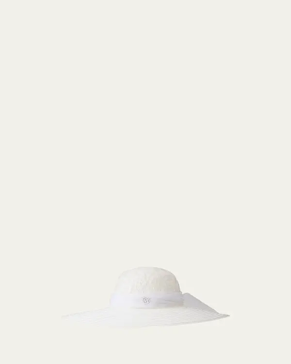 MAISON MICHEL Large-brim Bridal Hat