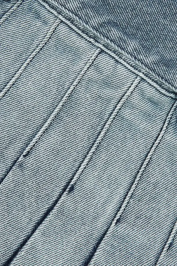 DION LEE Belted Pleated Denim Mini Skirt