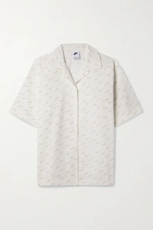 Nike Everyday Modern Printed Stretch Cotton-blend Poplin Shirt