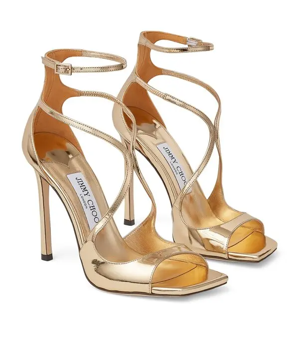 JIMMY CHOO Azia 110 Leather Sandals - Gold