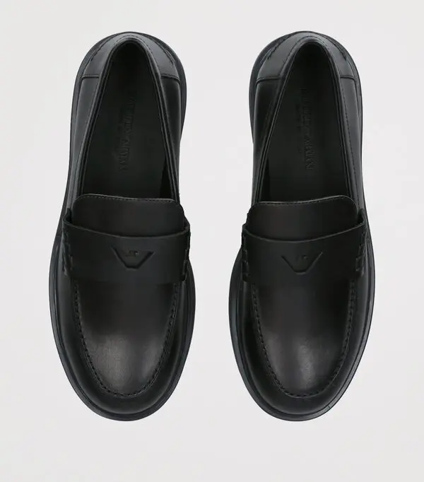 Giorgio Armani Leather Logo Loafers