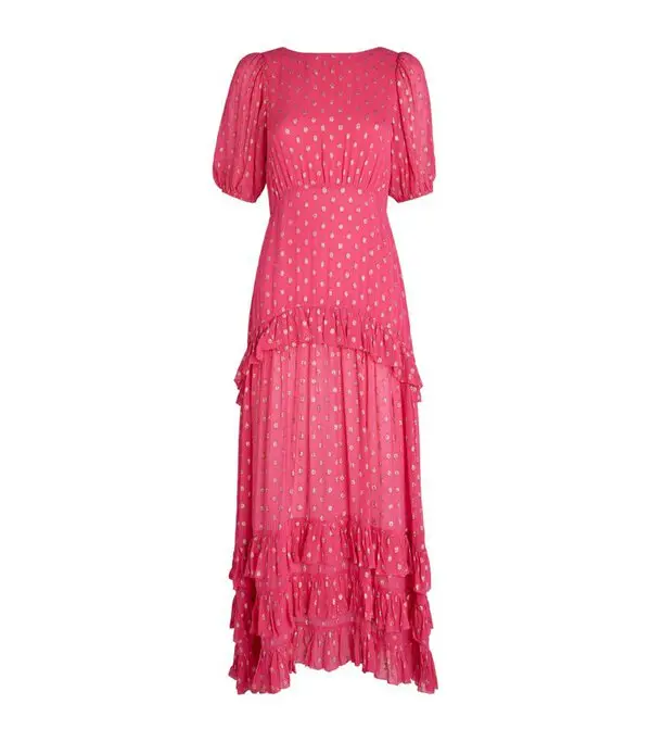 Rixo Polka-dot Shireen Midi Dress