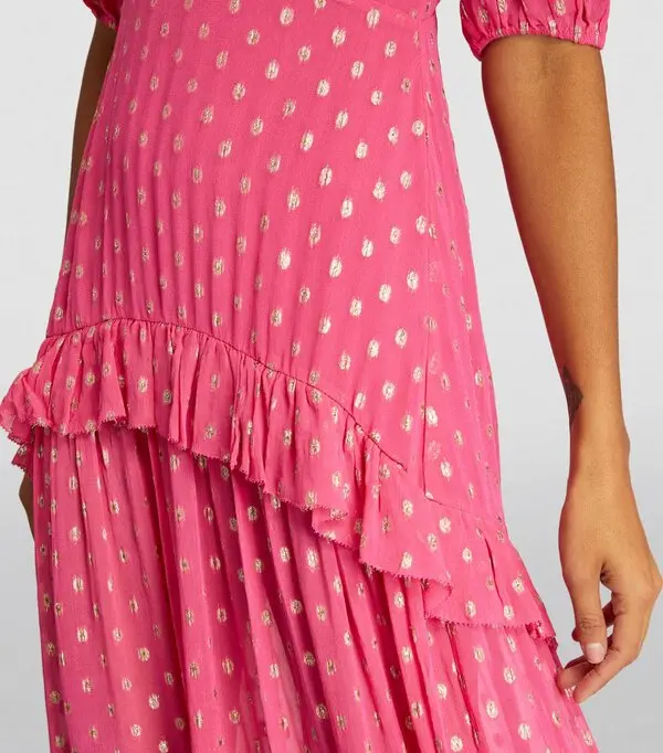 Rixo Polka-dot Shireen Midi Dress