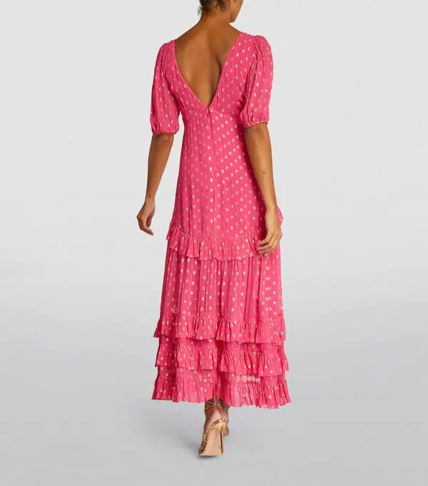 Rixo Polka-dot Shireen Midi Dress