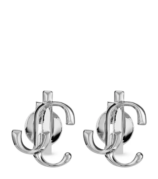 JIMMY CHOO Monogram Stud Earrings - Silver
