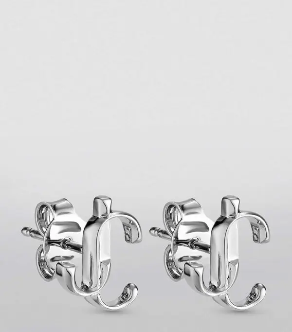 JIMMY CHOO Monogram Stud Earrings - Silver