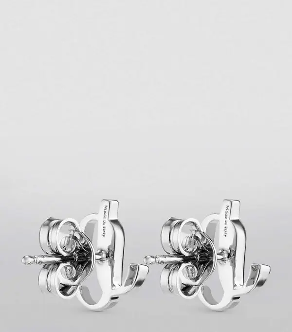 JIMMY CHOO Monogram Stud Earrings - Silver