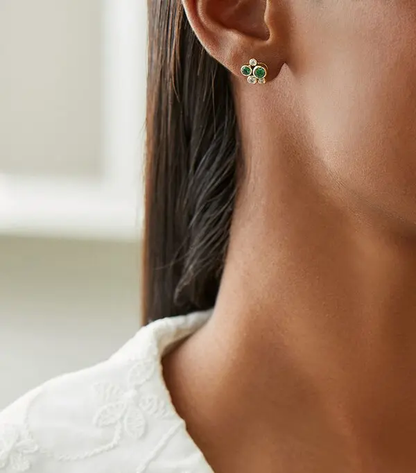 BOODLES Yellow Diamond, And Emerald Raindance Stud Earrings