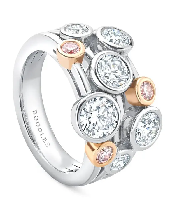 BOODLES Platinum And Diamond Raindance Ring - Silver