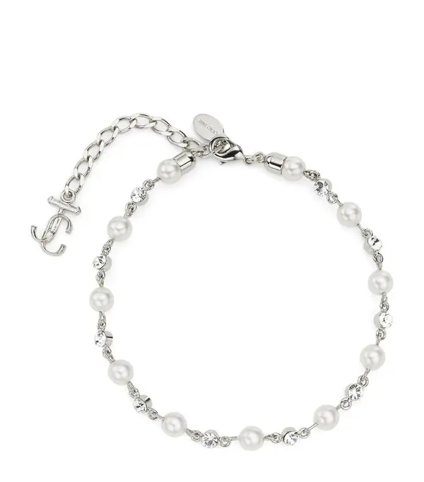 JIMMY CHOO Pearl Crystal Anklet - Silver