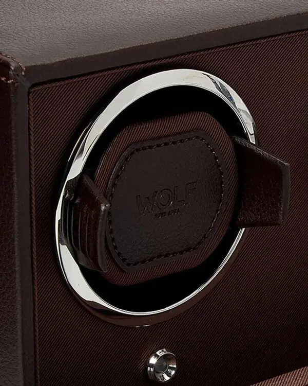 Wolf Cub Double Watch Winder With Cover - Brown
