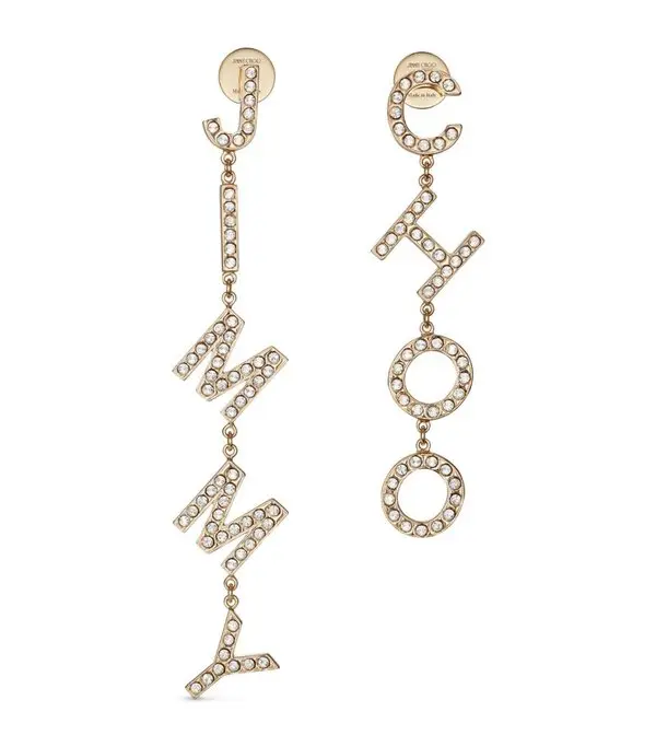 JIMMY CHOO Crystal Logo Earrings