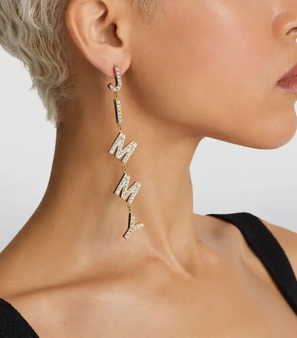 JIMMY CHOO Crystal Logo Earrings