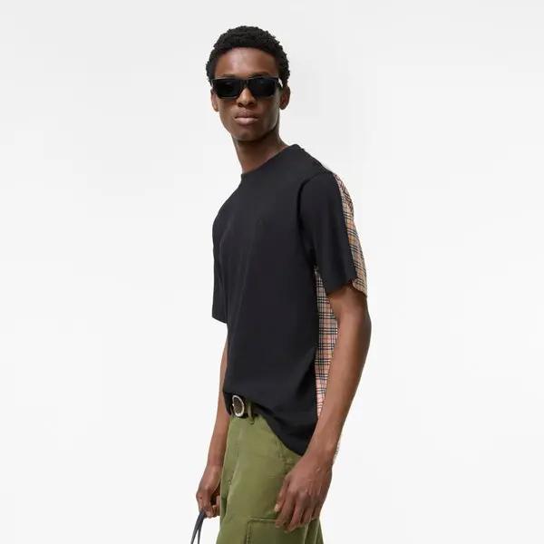 Burberry Check Cotton T-shirt - Black