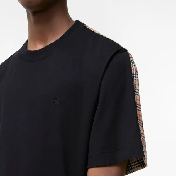 Burberry Check Cotton T-shirt - Black