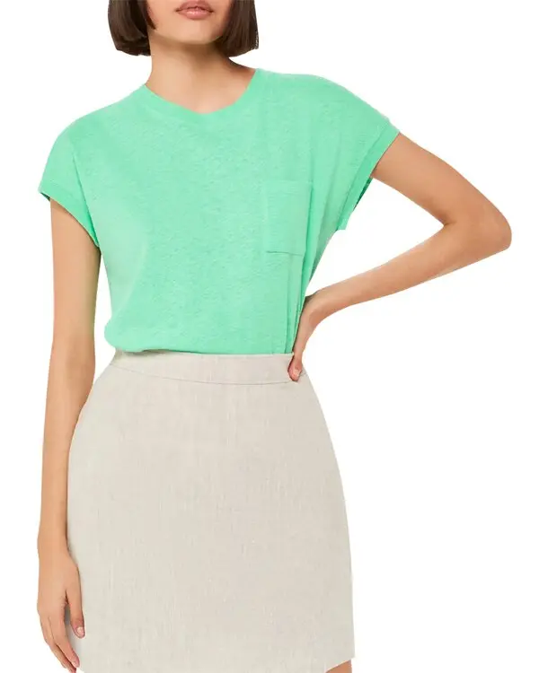 Whistles Ember Linen Mix Pocket Tee - Green