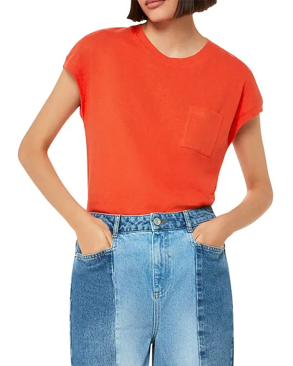 Whistles Ember Linen Mix Pocket Tee - Red