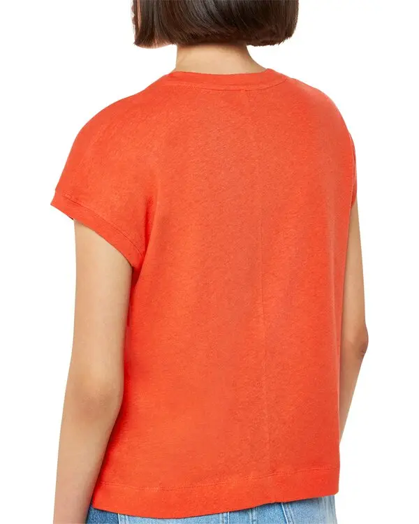 Whistles Ember Linen Mix Pocket Tee - Red