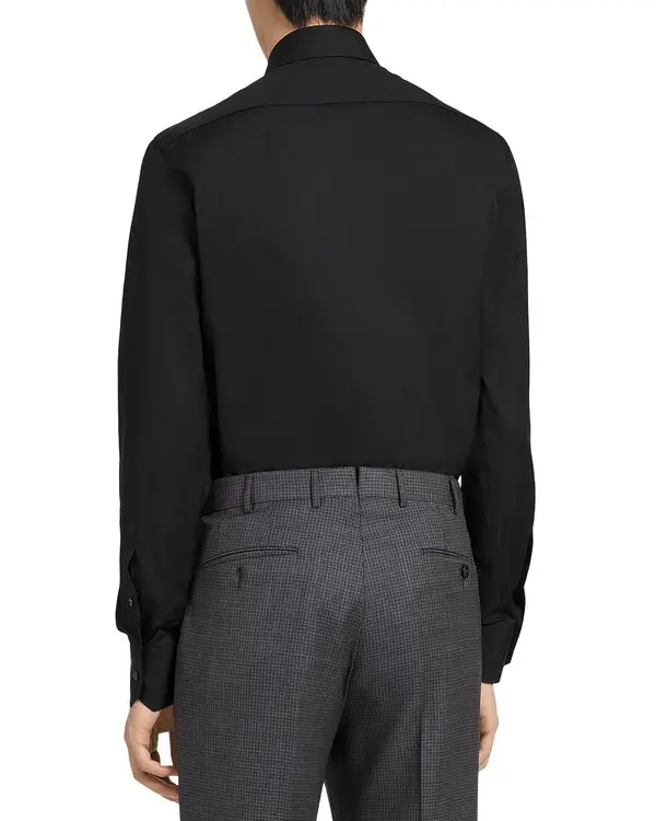 Zegna Trofeo Long Sleeve Tailored Fit Shirt - Black