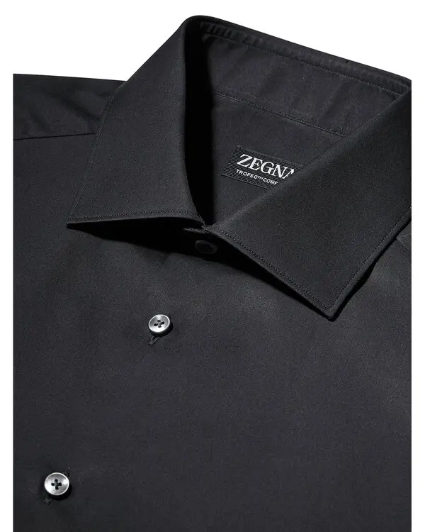 Zegna Trofeo Long Sleeve Tailored Fit Shirt - Black