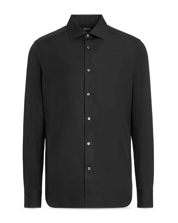 Zegna Trofeo Long Sleeve Tailored Fit Shirt - Black
