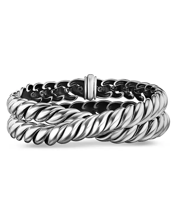 David Yurman Sculpted Cable Double Wrap Bracelet - Silver