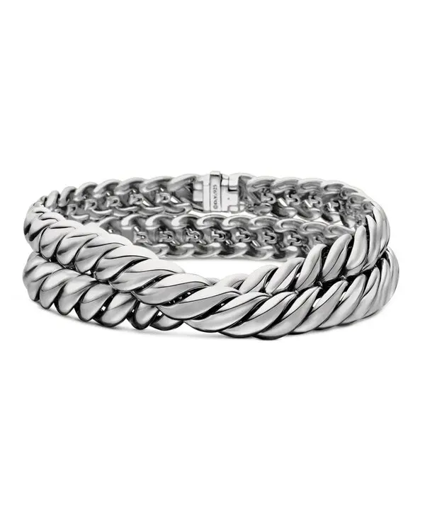 David Yurman Sculpted Cable Double Wrap Bracelet - Silver