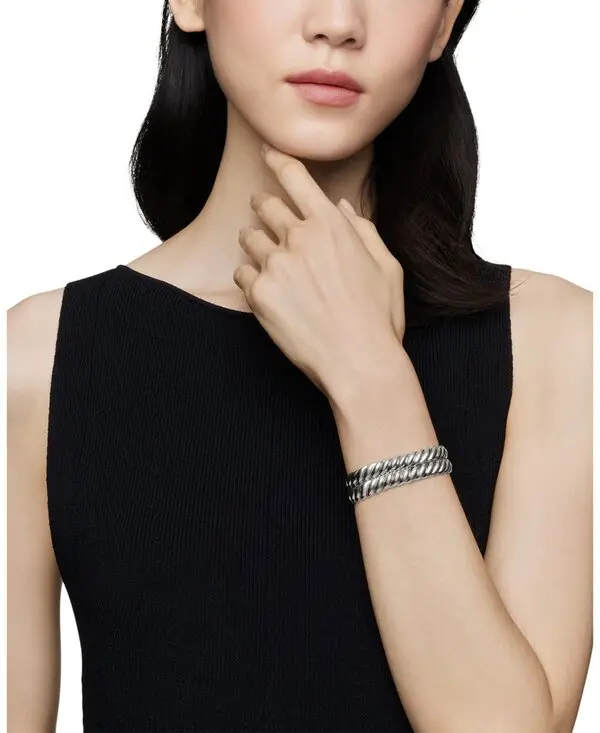 David Yurman Sculpted Cable Double Wrap Bracelet - Silver