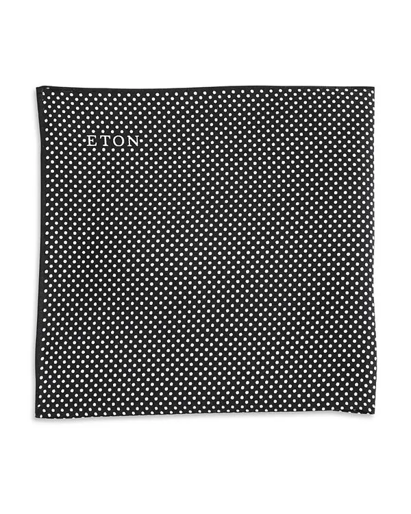 Eton Polka Dots Silk Pocket Square - Black
