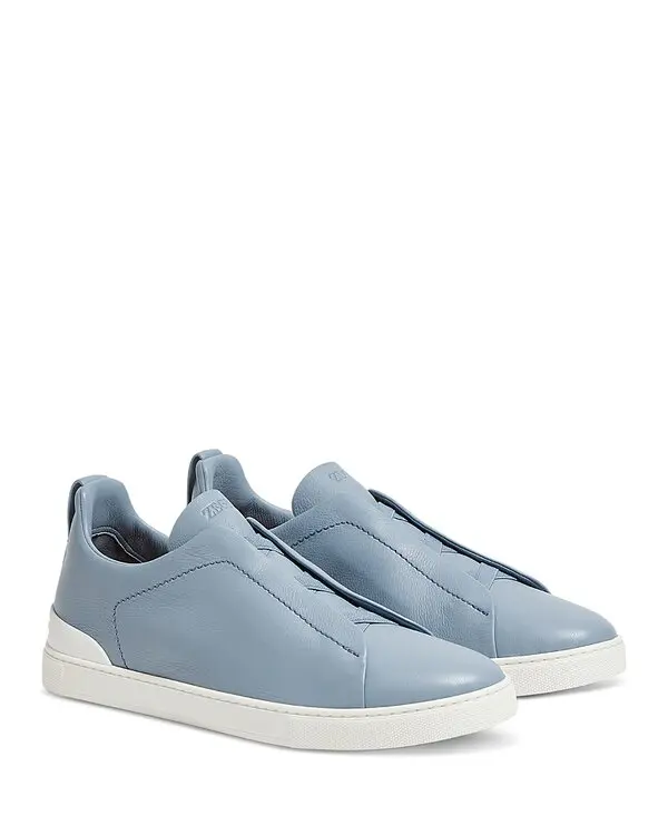 Zegna Triple Stitch Secondskin Sneakers - Light Blue