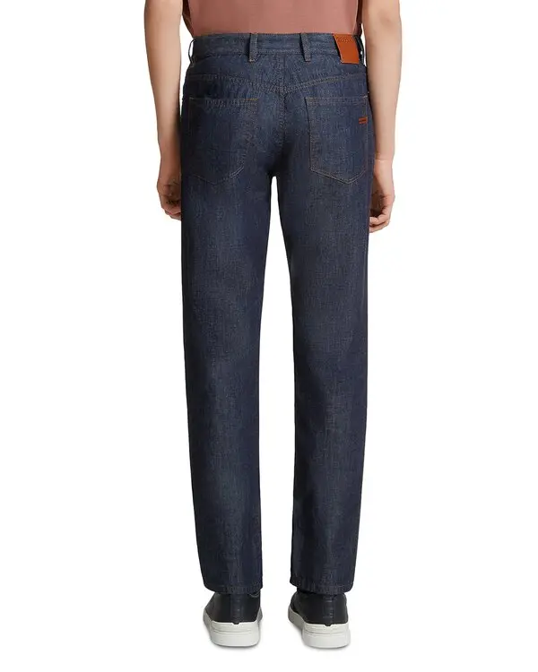 Zegna Slim Fit Cotton & Linen Jeans - Navy