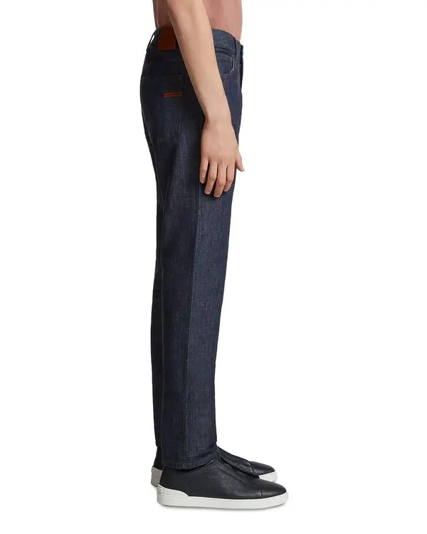Zegna Slim Fit Cotton & Linen Jeans - Navy