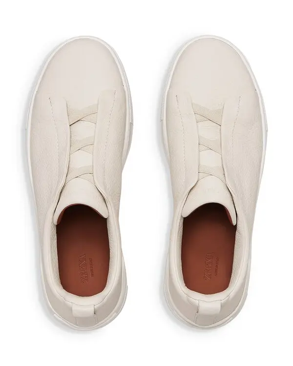 Zegna Deerskin Triple Stitch Sneakers - Off White
