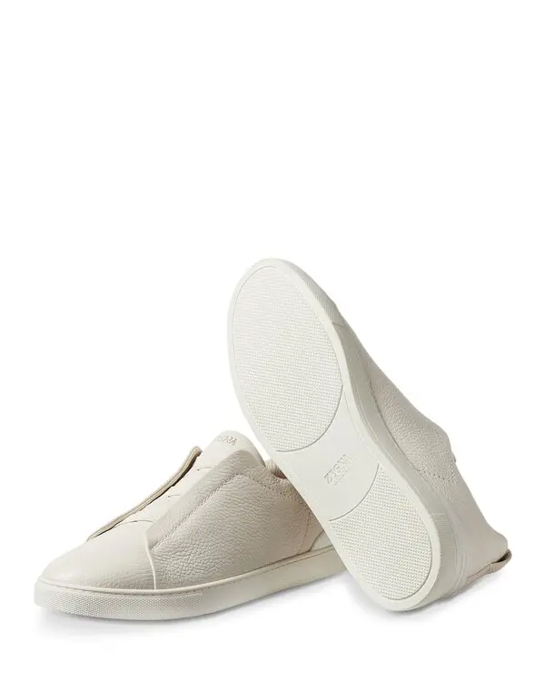 Zegna Deerskin Triple Stitch Sneakers - Off White