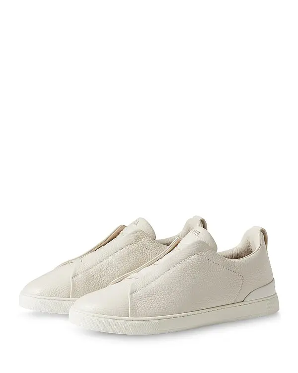 Zegna Deerskin Triple Stitch Low Top Sneakers - Off White