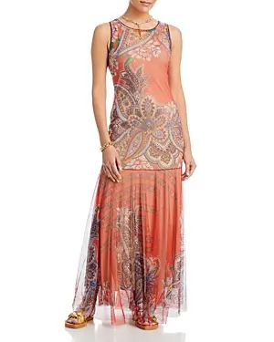 johnny was paisley mesh dress Buy LONG SLEEVE MESH TIERED DRESS