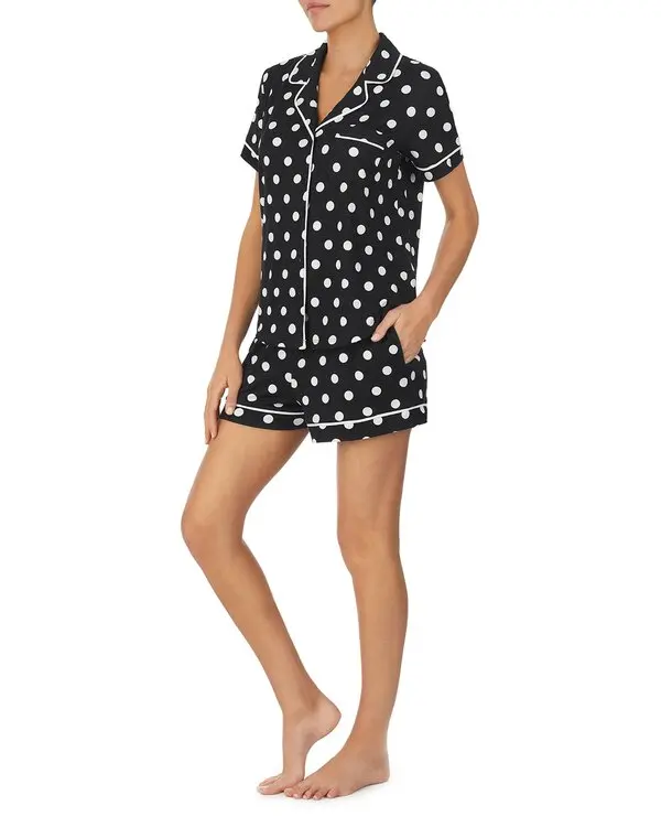 Kate Spade New York Printed Short Pajama Set - Black Dot