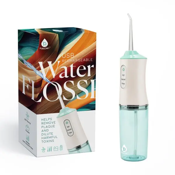 PURSONIC Usb Rechargeable Water Flosser Helps Remove Plaque & Dilute Harmful Toxins - Turquoise,aqua