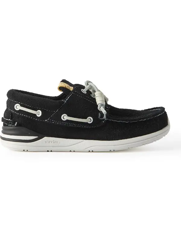 Visvim Hockney-Folk Suede Boat Shoes In Black - 50% Off | Editorialist