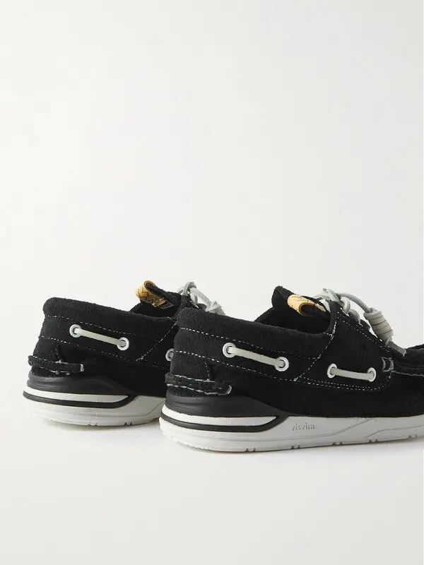 Visvim Hockney-Folk Suede Boat Shoes In Black - 50% Off | Editorialist
