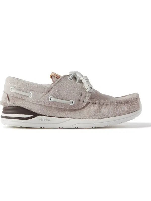 Visvim Hockney-Folk Suede Boat Shoes In Gray - 40% Off | Editorialist